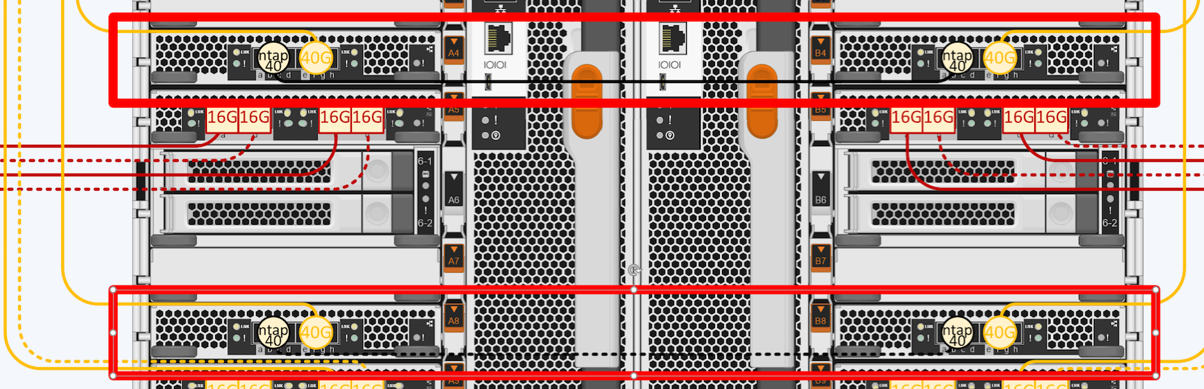Visio by DPTPB: 4-Node NetApp AFF A700 Fabric MetroCluster sample ...
